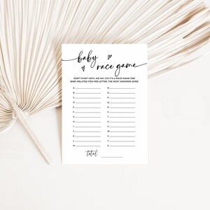 Baby Race Game, Baby Trivia, Modern Baby Shower Game, Baby A-Z Game ...