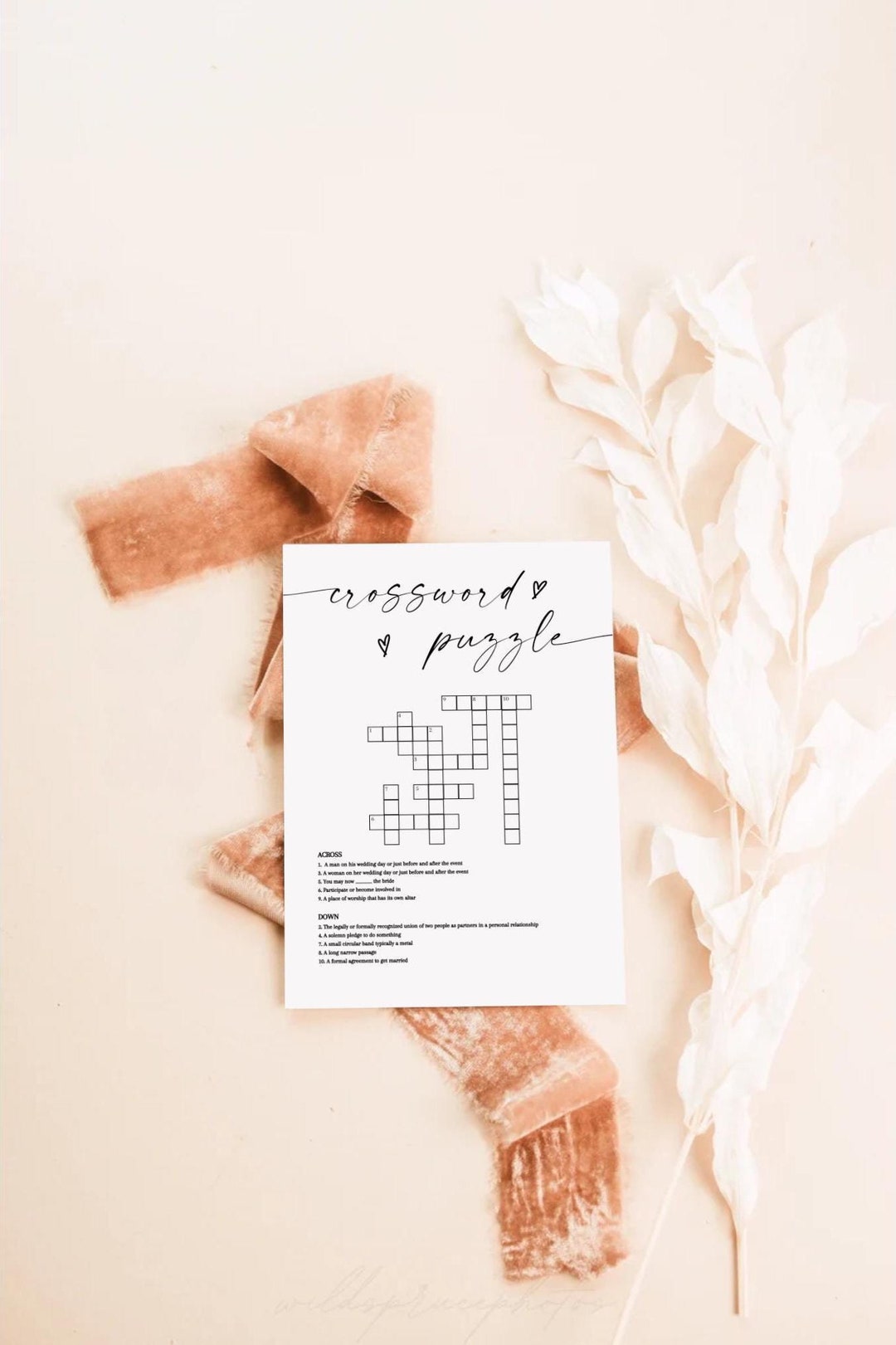 Crossword Puzzle Bridal Shower Game, Bridal Trivia, Bridal Shower ...