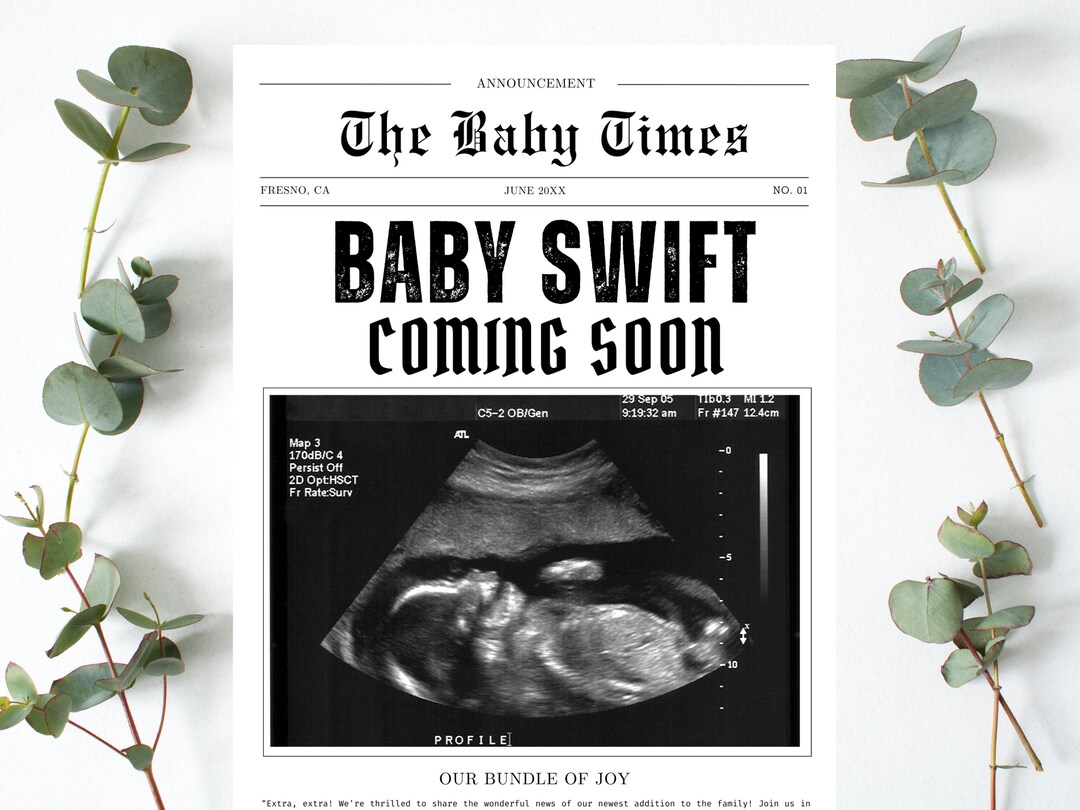 Gender Reveal Newspaper, Baby Announcement Newspaper, Baby Announcement ...