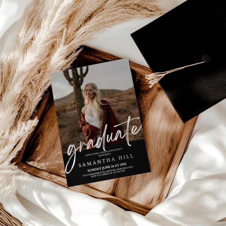 Graduation Announcement 2026, Modern Grad Party Invite, Graduation Card ...