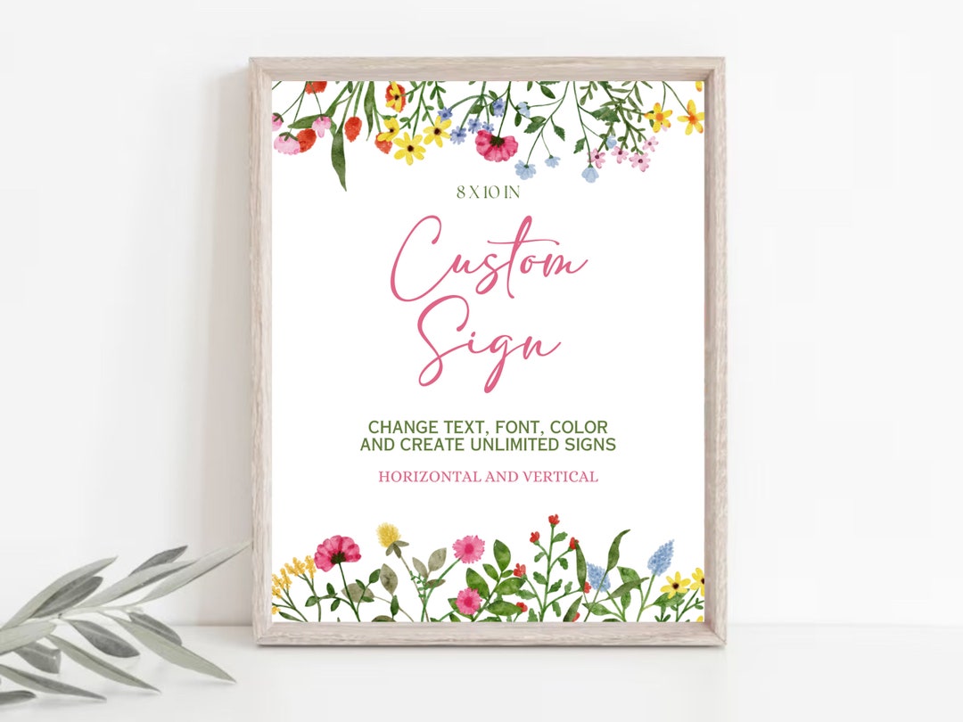 Wildflower Custom Sign, Floral Sign, Wildflower Decor, Baby Shower Sign ...