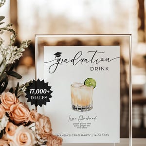 Graduation Cocktail Drink Sign, Grad Bar Menu, Signature Drink Sign ...