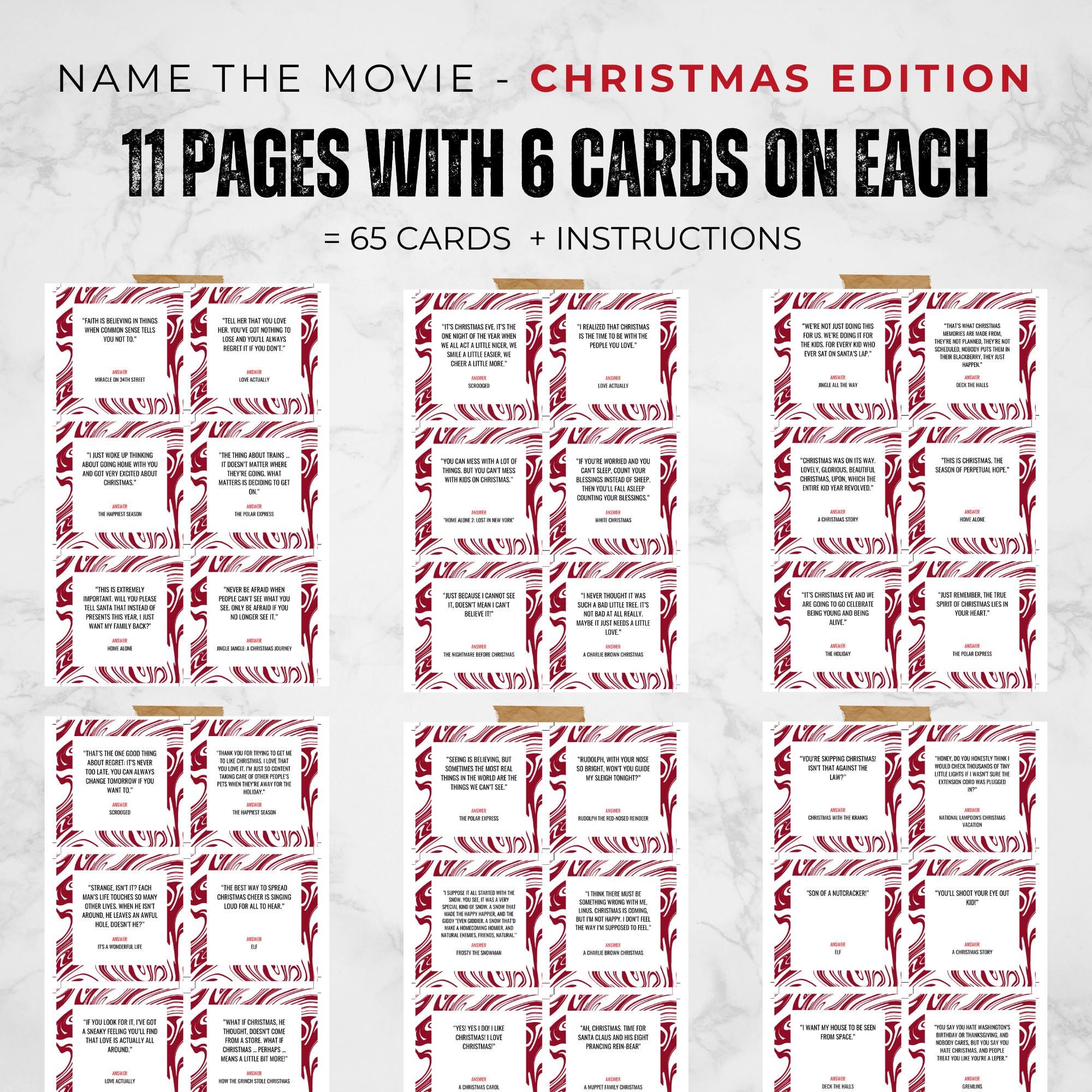 Name the Movie Game Christmas Party Games, Christmas Trivia, Christmas ...
