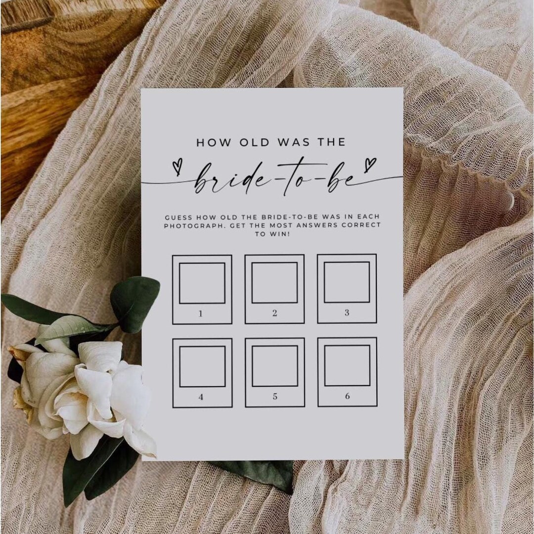 How Old Was the Bride to Be, Wedding Bride to Be Game, Bridal Party ...