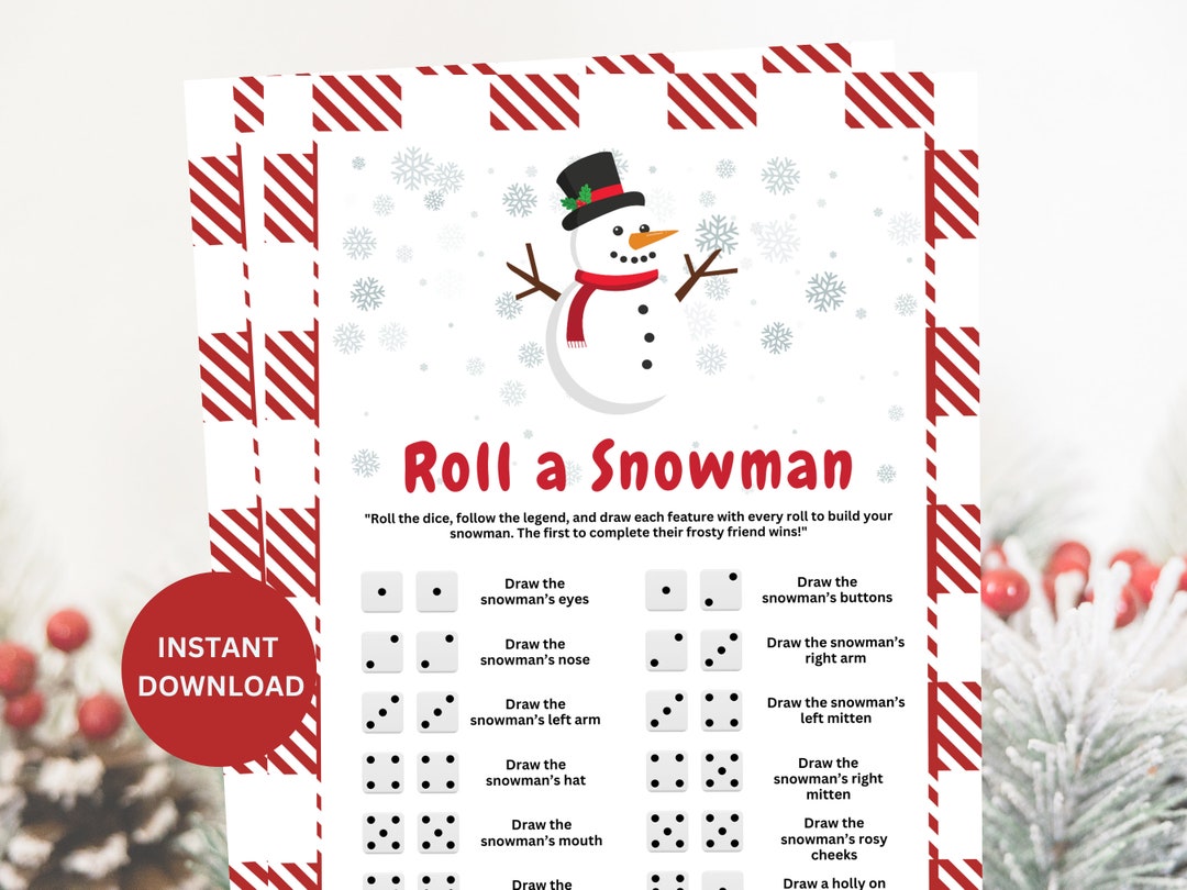 Roll A Snowman, Printable Christmas Games, Christmas Printable, Kids ...