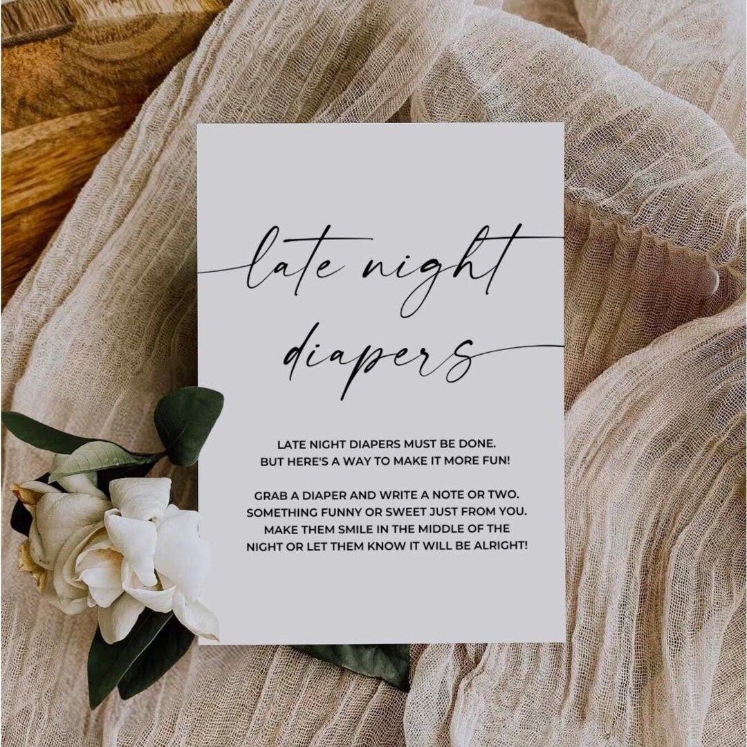 Late Night Diapers Game, Baby Shower Game, Baby Shower Sign, Baby ...