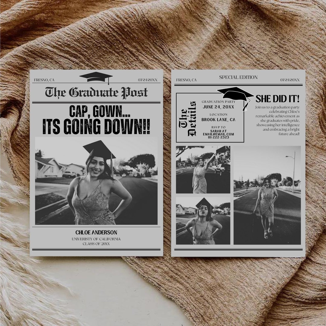 Grad Announcement, Newspaper Grad Invite, Graduation Party, Graduation ...