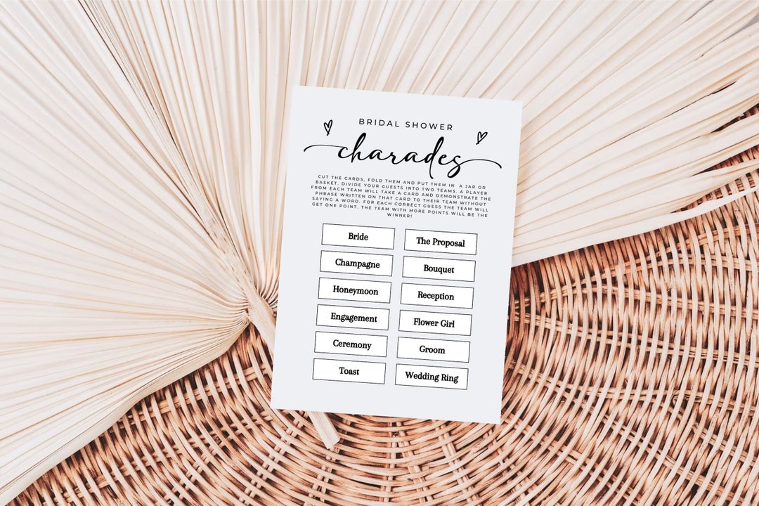 Charades Game, Wedding Game, Bridal Shower Printable, Bridal Shower ...