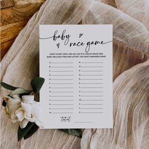 Baby Race Game, Baby Trivia, Modern Baby Shower Game, Baby A-Z Game ...