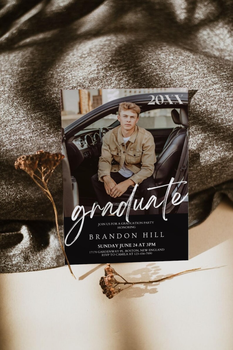 Modern Graduation Invite Template 2026, Senior Grad Announcement Card ...