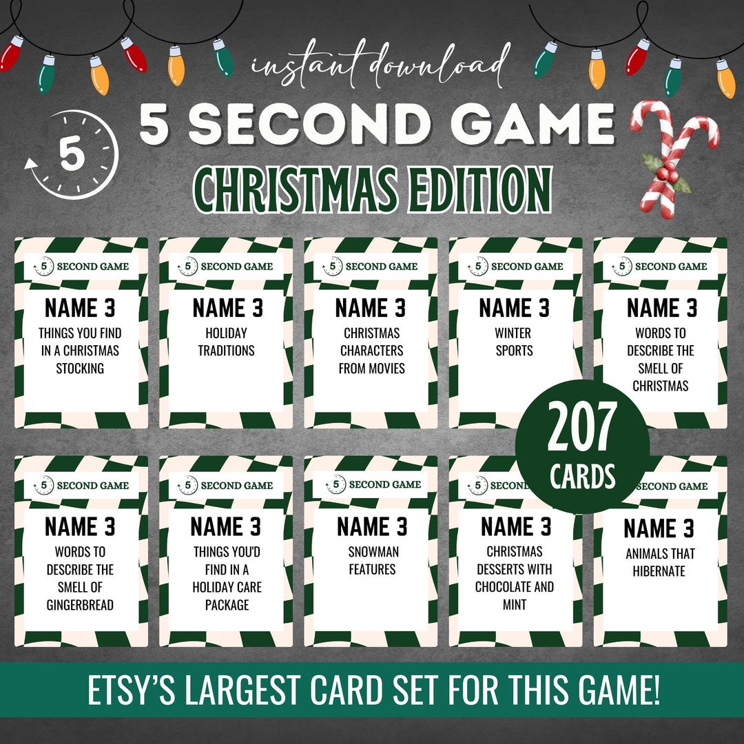 5 Second Game, Christmas Party Games, Holiday Trivia Christmas Game ...
