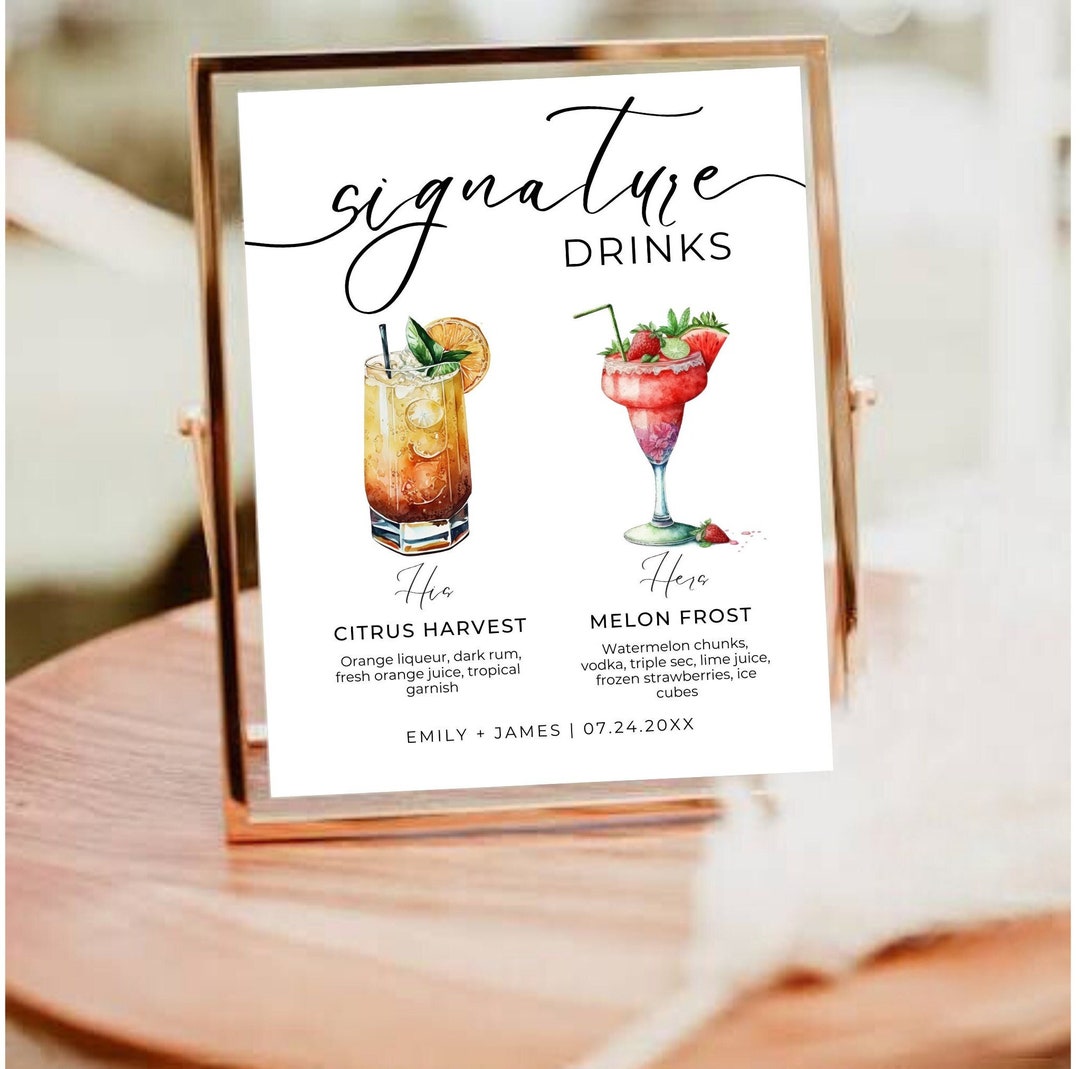 Signature Drink Sign, Cocktail Menu, Signature Cocktail Sign, Bar Menu ...
