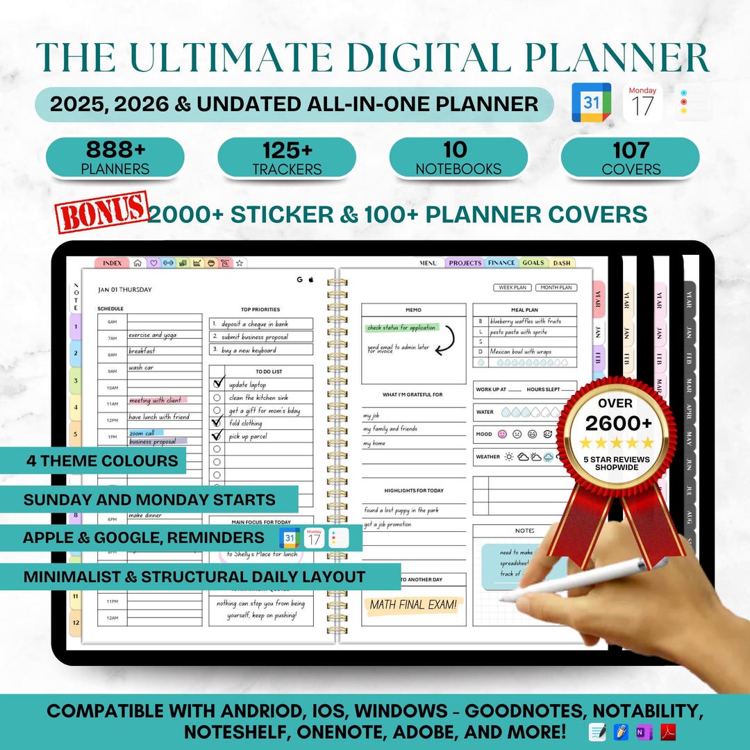 PREMIUM 2026 Undated Digital Planner, Goodnotes Planner, Ultimate ...
