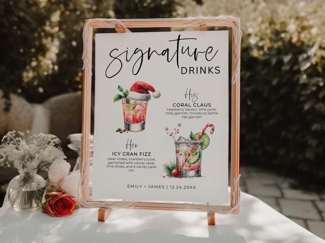 Holiday Drink Menu, Signature Drink Sign, Cocktail Menu, Signature ...
