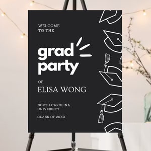 Black Grad Sign, Graduation Decorations 2024, Grad Party Decor, Grad ...