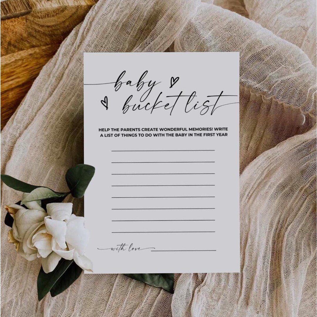 Bucket List Baby Shower Games, Baby Shower Trivia, Baby Shower Card ...