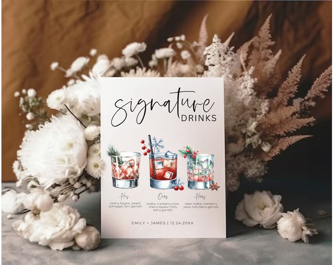 Signature Drink Sign, Christmas Drink Sign, Holiday Drink Menu ...