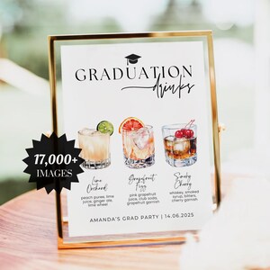 Graduation Bar Menu Sign, Grad Signature Drink Sign, Cocktail Sign ...