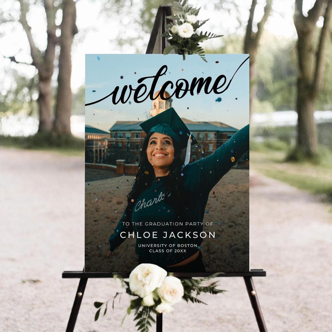 Modern Grad Party Decor, Graduation Photo Sign, Grad Party Decorations ...