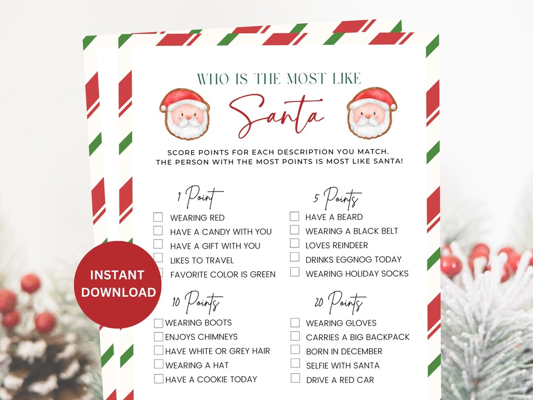 Who is Most Like Santa, Christmas Trivia, Christmas Party Game ...