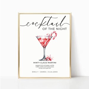Cocktail of the Night, Signature Drink Sign, Christmas Party Sign ...