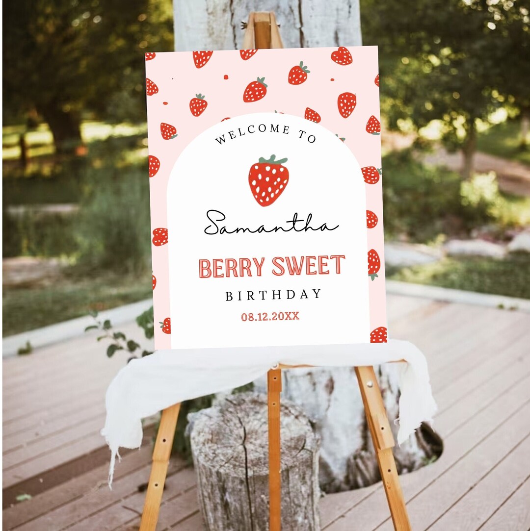 Modern Berry First Birthday Welcome Sign, Berry First Birthday, Berry ...