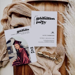 Retro Graduation Invitation, Graduation Announcement, College ...