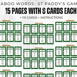 Forbidden Words, St Patricks Taboo Game, St Patricks Game, Saint ...