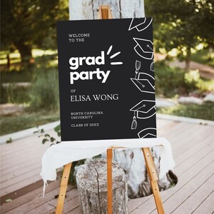 Black Grad Sign, Graduation Decorations 2024, Grad Party Decor, Grad ...