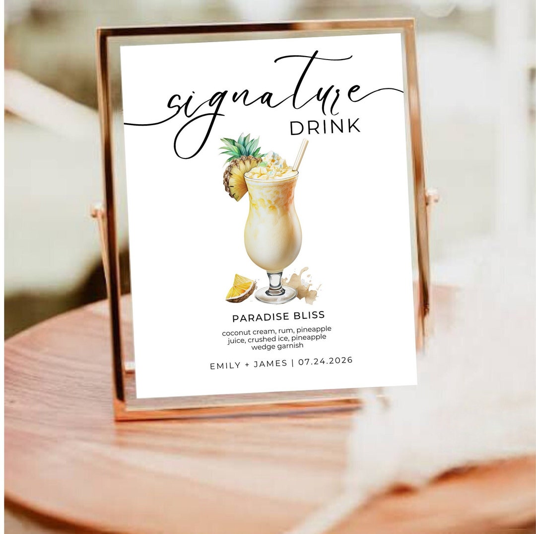 Signature Drink Sign, Signature Cocktail Sign, Cocktail Menu, Bar Menu ...