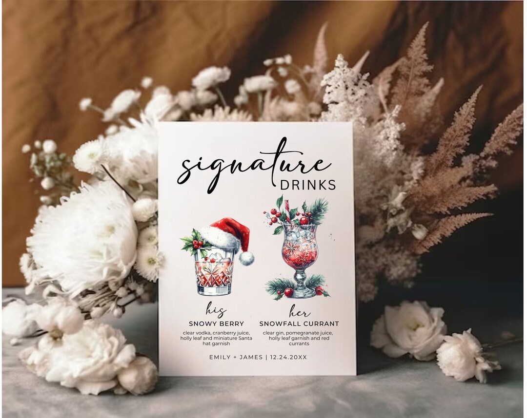 Signature Drink Sign, Holiday Drink Sign, Signature Cocktail Sign, Bar ...