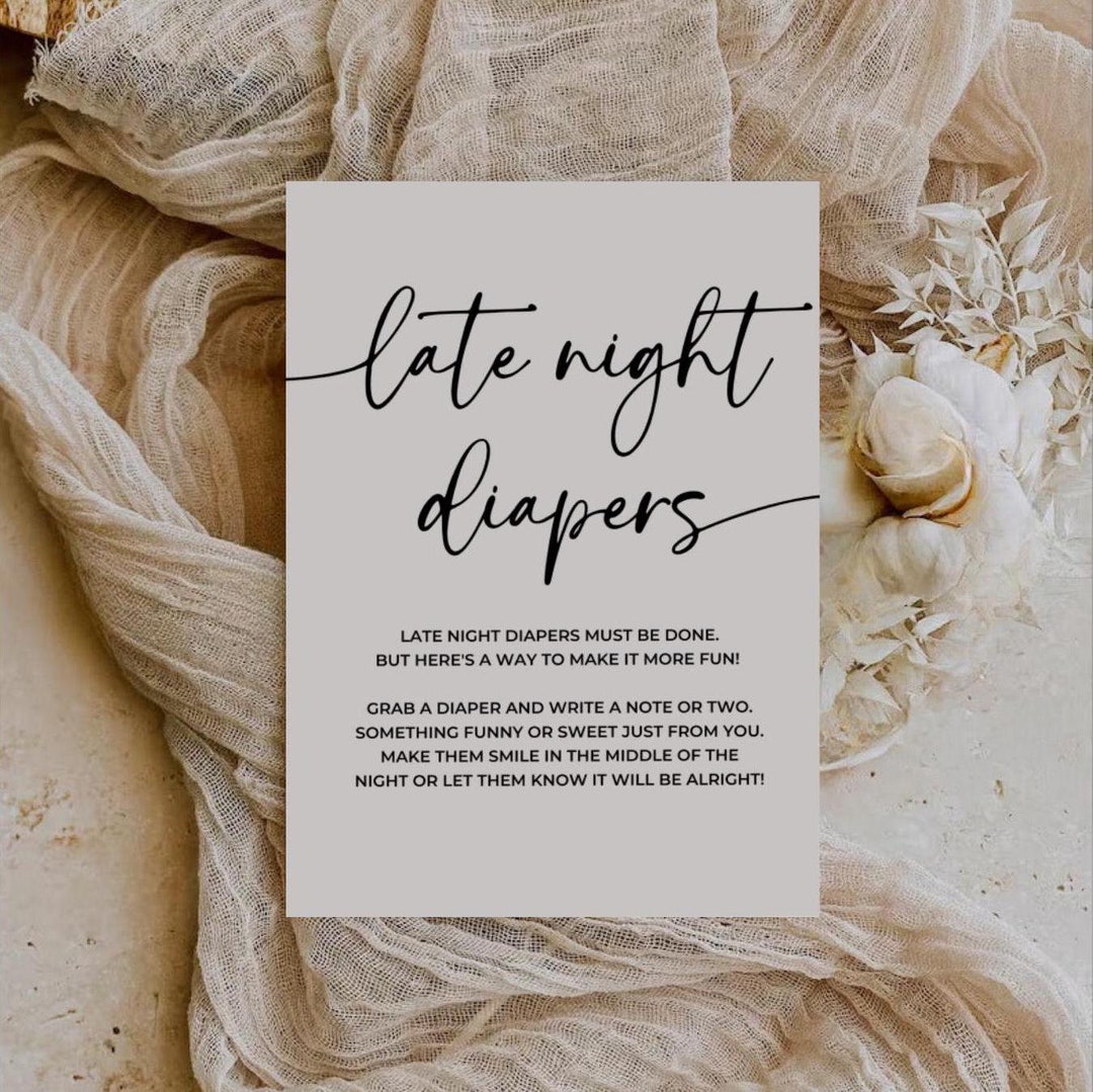 Late Night Diapers Baby Shower Games, Printable Baby Game, Baby Party ...
