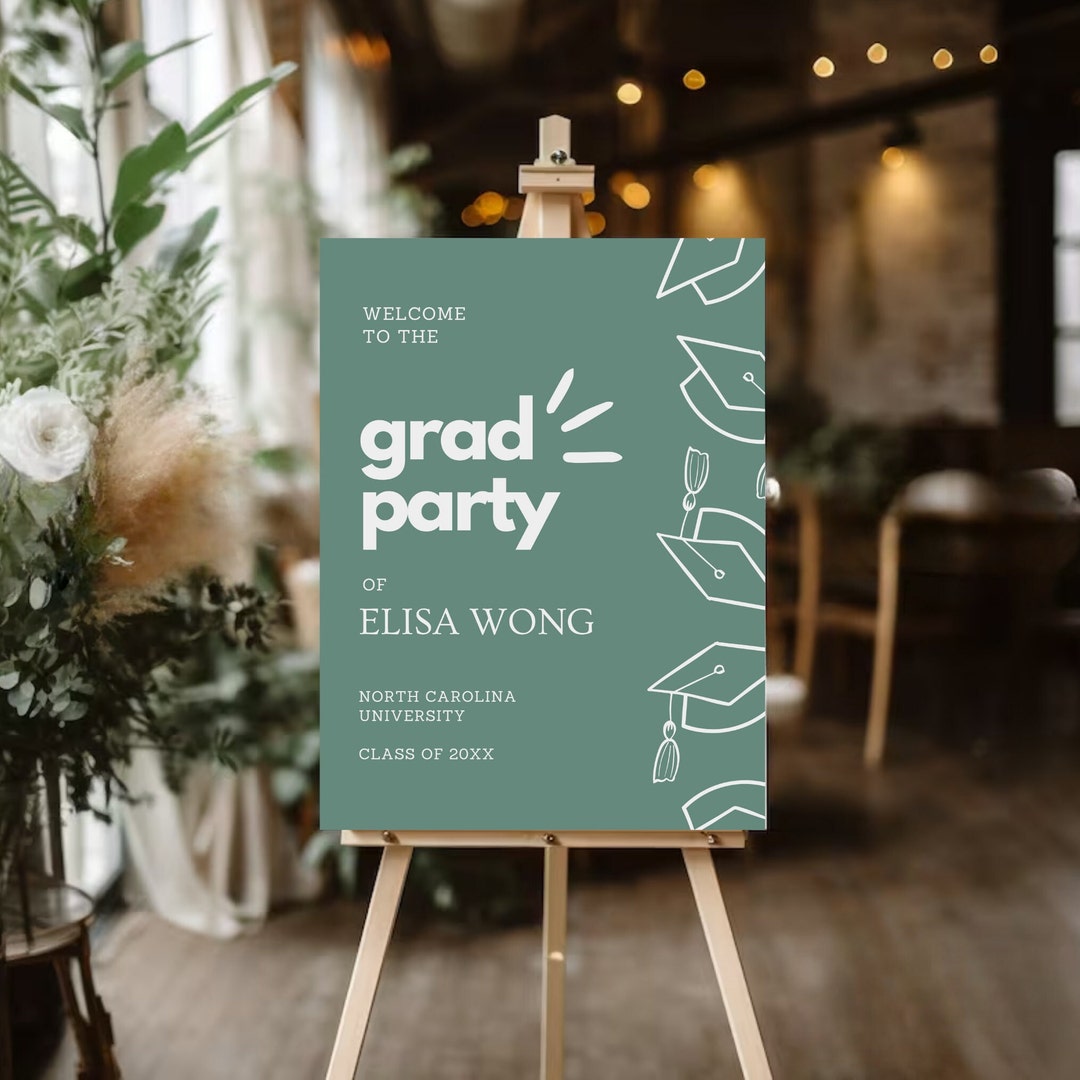 Green Grad Sign, Graduation Decorations 2025, Grad Party Decor, Grad ...