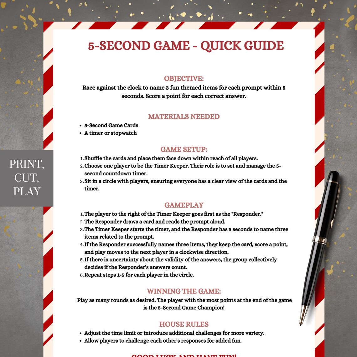 Christmas 5 Second Game, Christmas Party Games, Christmas Adult Games ...