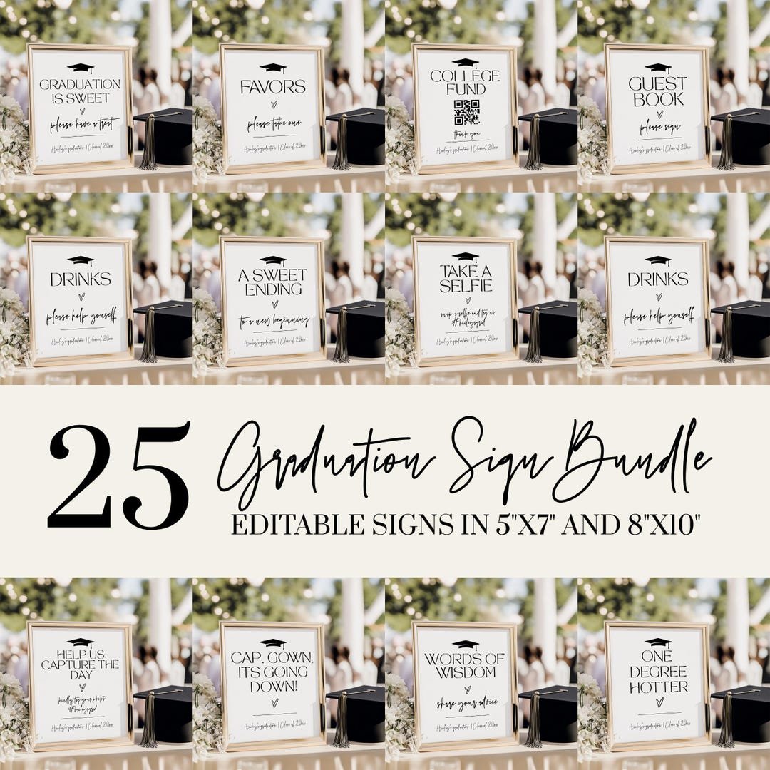 Graduation Sign Bundle 2025, Grad Party Custom Signs, Editable ...