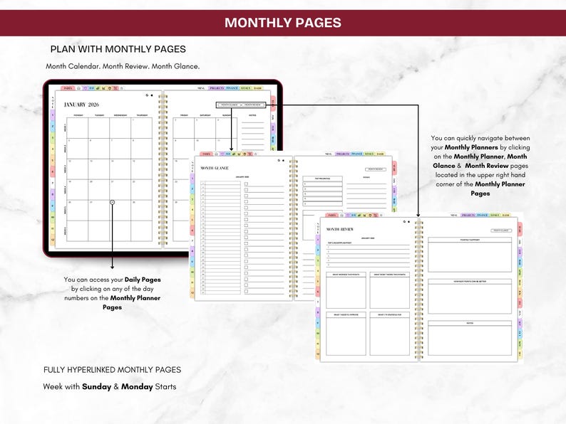 2026 Premium Digital Planner, Undated Ultimate Digital Planner, Yearly ...