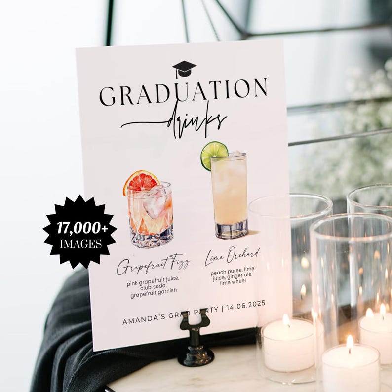 Modern Grad Signature Drink Sign, Graduation Signature Cocktail Sign ...