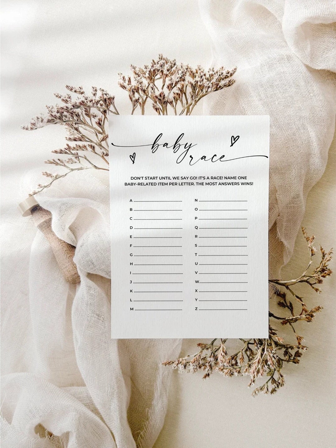 Baby Race Game, Modern Baby Shower Game, Baby A-Z Game, Baby Party ...