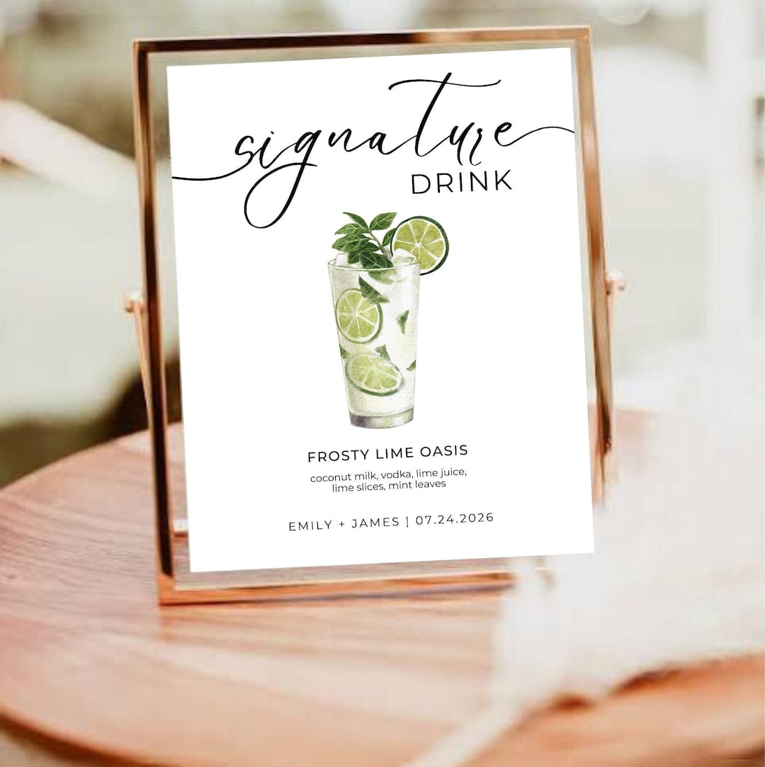 Cocktail Menu, Signature Drink Sign, Bar Menu, Signature Cocktail Sign ...