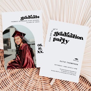 Retro Graduation Invitation, Graduation Announcement, College ...