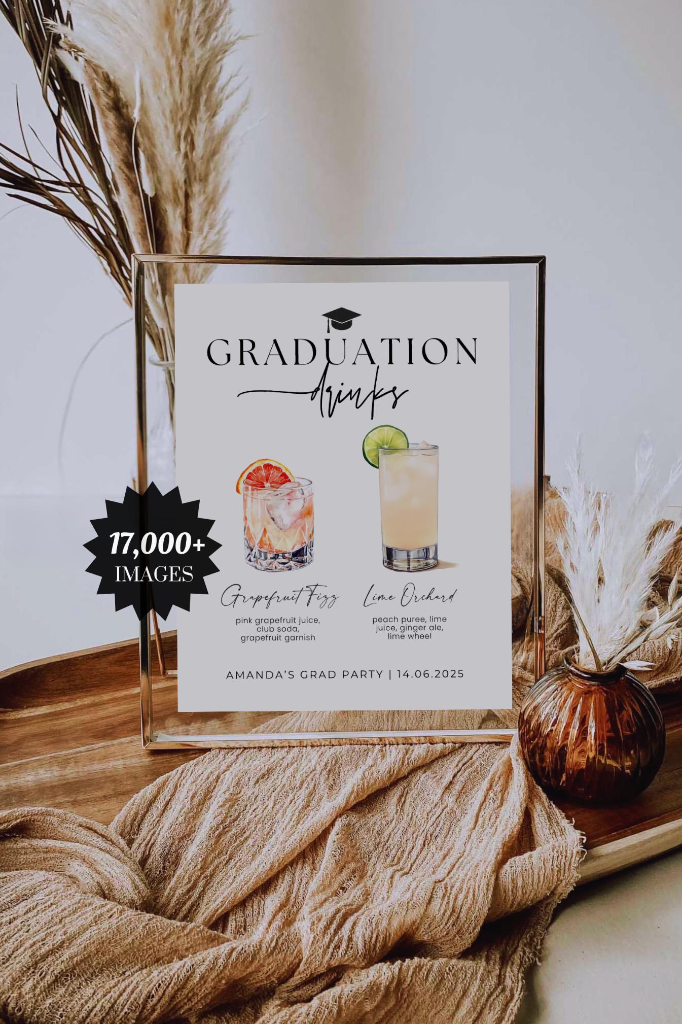 Modern Grad Signature Drink Sign, Graduation Signature Cocktail Sign ...
