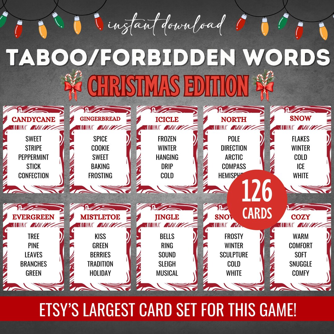 Christmas Taboo Game, Christmas Party Games, Forbidden Words, Printable ...