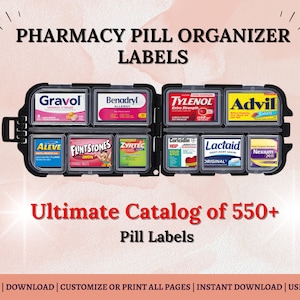Pharmacy Pill Box Labels, Pill Labels, Pill Box, Pill Organizer, Pill ...