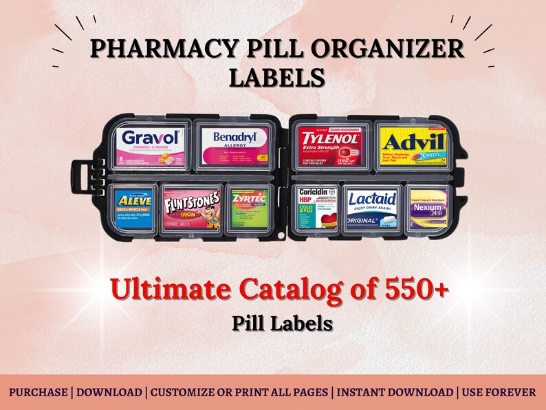 Pharmacy Pill Box Labels, Pill Labels, Pill Box, Pill Organizer, Pill ...
