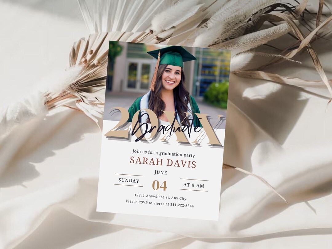 Modern Graduation Invitation, Graduation Announcement, Graduation ...