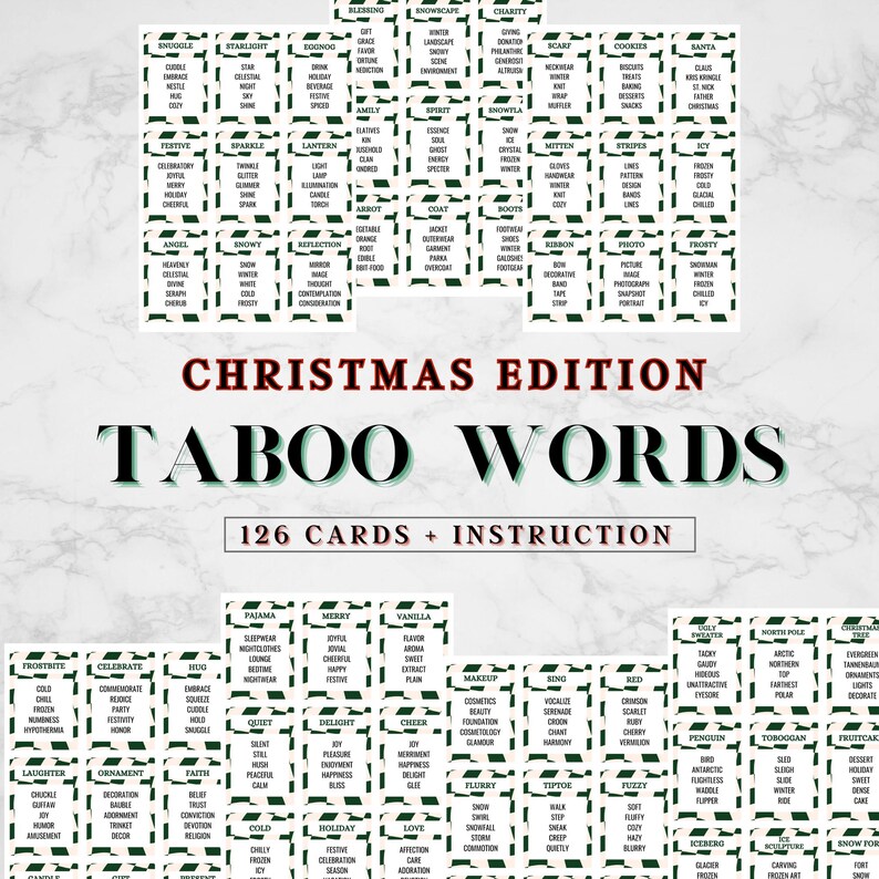 Taboo Christmas Party Game, Forbidden Words, Christmas Don't Say Trivia ...