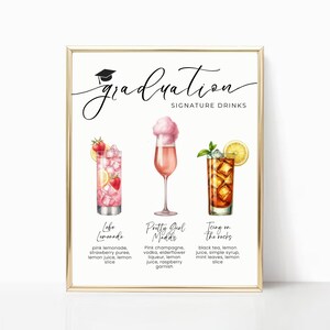 Grad Signature Drink Sign, Graduation Cocktail Sign, Bar Menu, Cocktail ...
