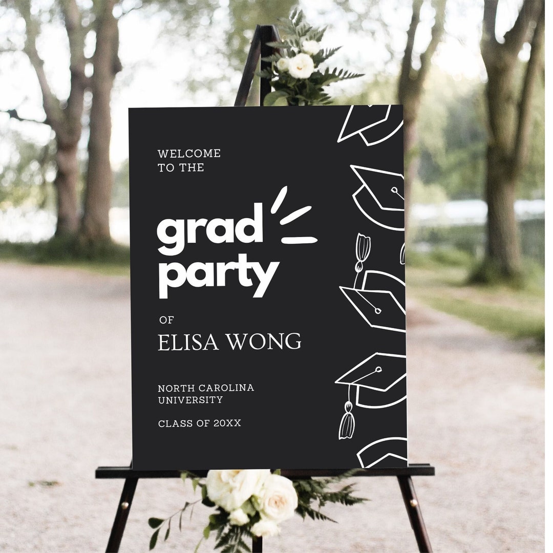 Black Grad Sign, Graduation Decorations 2024, Grad Party Decor, Grad ...