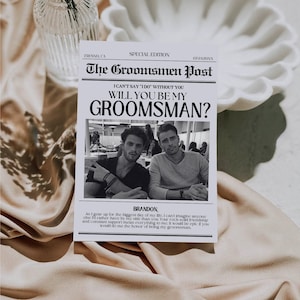 Newspaper Groomsman Proposal Card, Best Man Proposal Card, Groomsmen ...