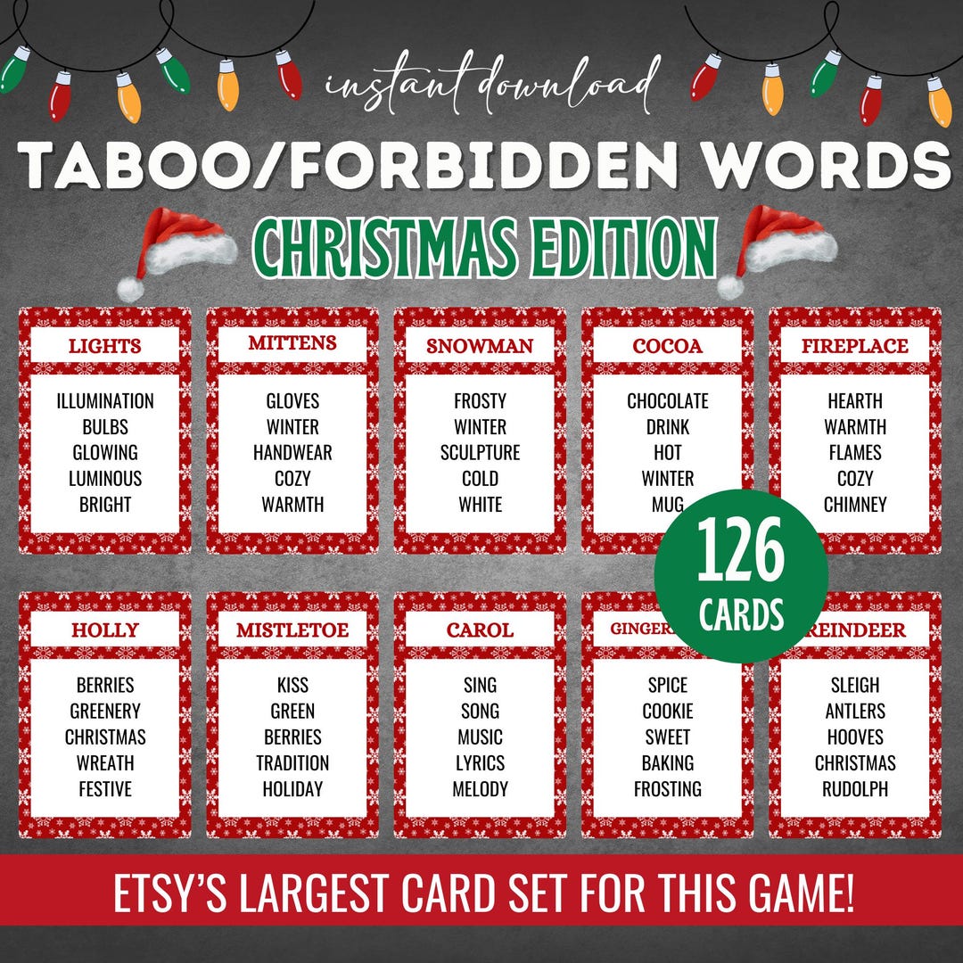 Christmas Taboo Game, Don't Say Christmas Party Games, Forbidden Words ...
